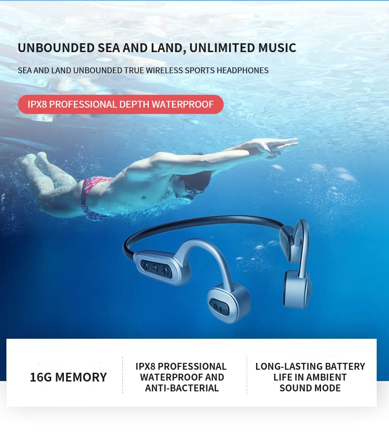 GULSARAYI Bone Conduction Headphones,Open Ear Bluetooth Headphones with Built-in Mic,IP68 Waterproof Wireless Sport Headset for Running Workout Gym Swimming