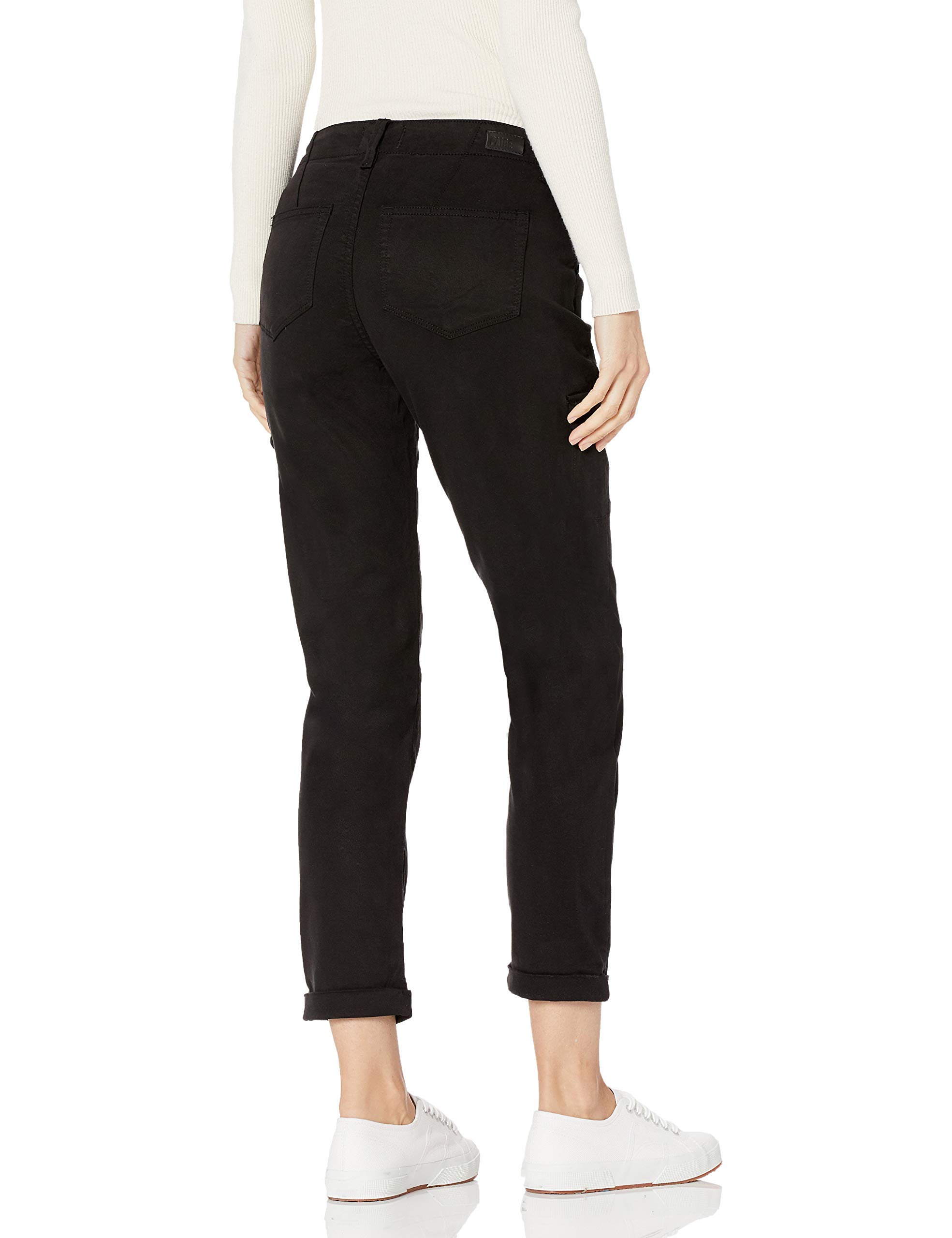 PAIGE Women's Christy High Rise Relaxed Fit Cargo, Black Overdye, 23
