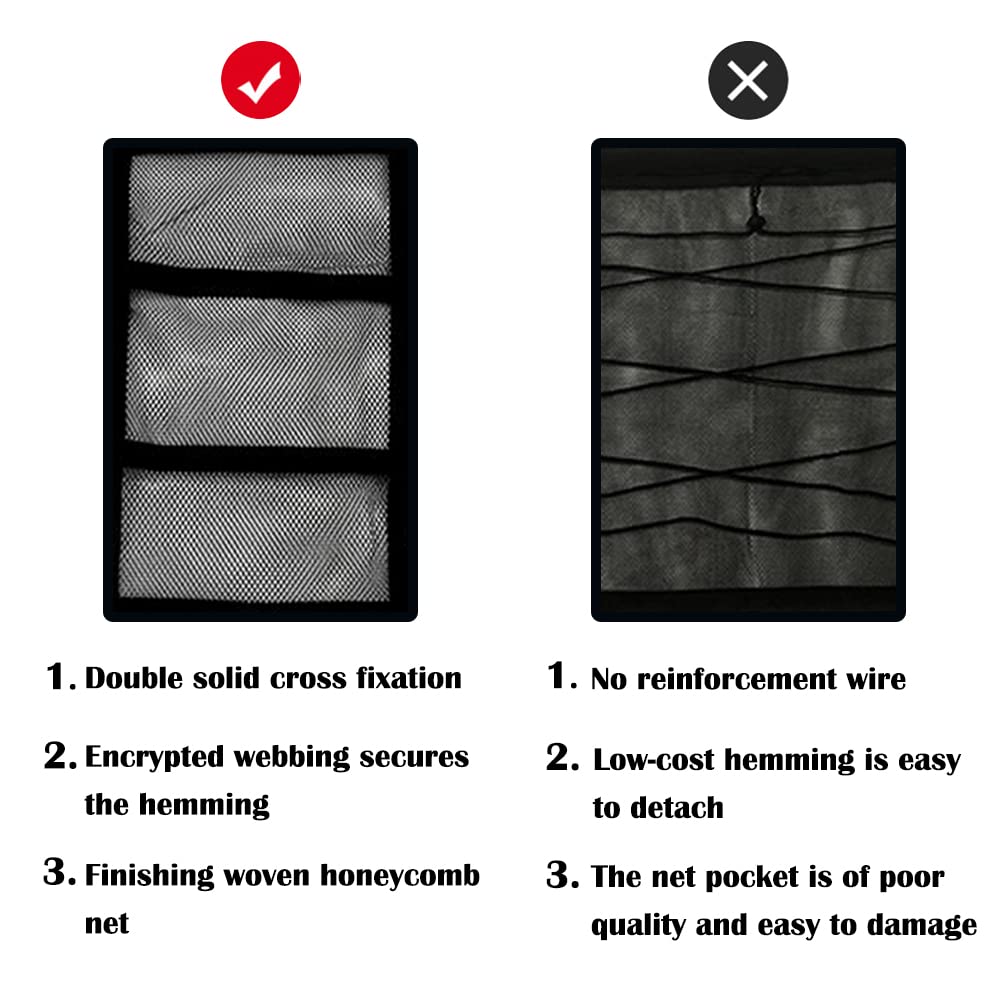 Improve Version Car Ceiling Cargo Net Pocket with Zip,Reinforced Webbing&Double Layers Cargo Carrier,Universal Road Trip Essentials Car Organizers and Storage for Tent,Toy,Quilts