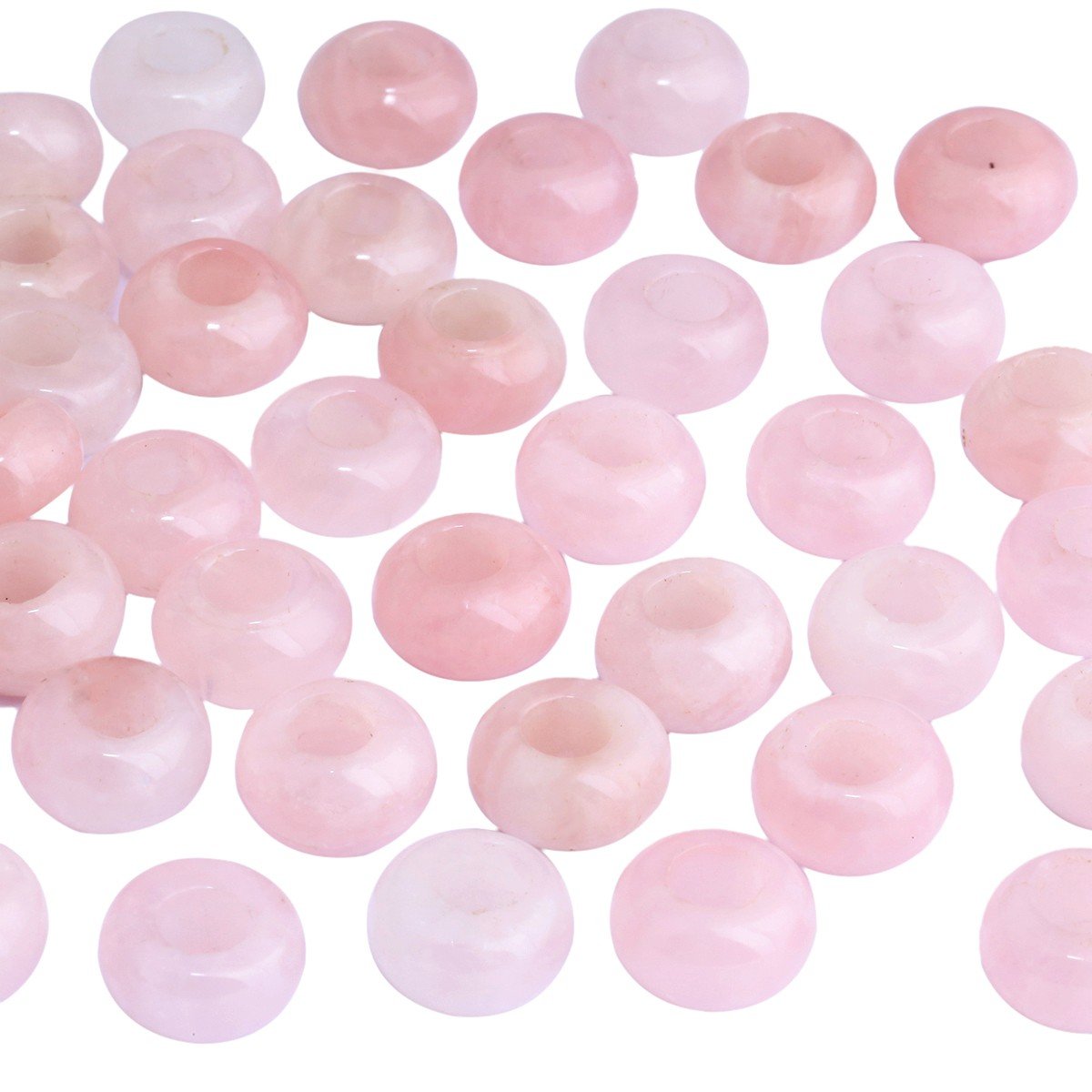TUMBEELLUWA 40pcs Crystal Stone Large Hole Beads for Jewelry Making Macrame Beads for Hair Braids(14mmx8mm), Tiger's Eye Stone + Rose Quartz + Picasso Jasper + Yellow Jade