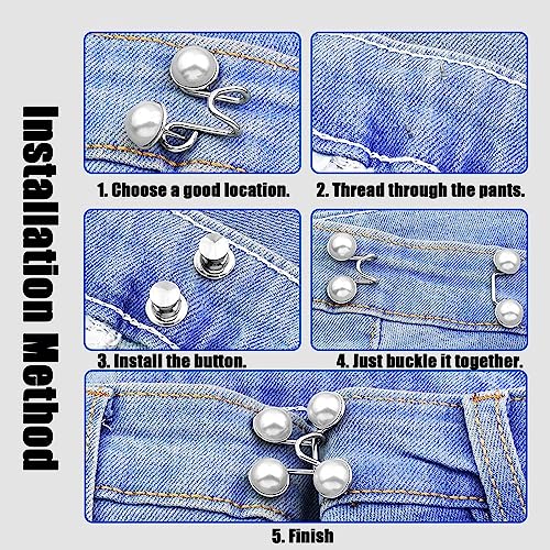 Adjustable Jeans Button Pin，No Need to Sew Jeans Button Needles，Waist Jeans Button Tightener for Women Man. (Gun)