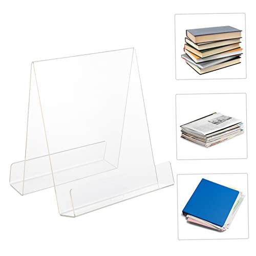VILLFUL 1pc Acrylic Bookend Foldable Bookshelf Metal Brackets Adjustable Bookends Heavy Duty Book Ends Clear Magazine Holder Desk Book Stand Bookstore Tabletop Bookend Acrylic Book Support