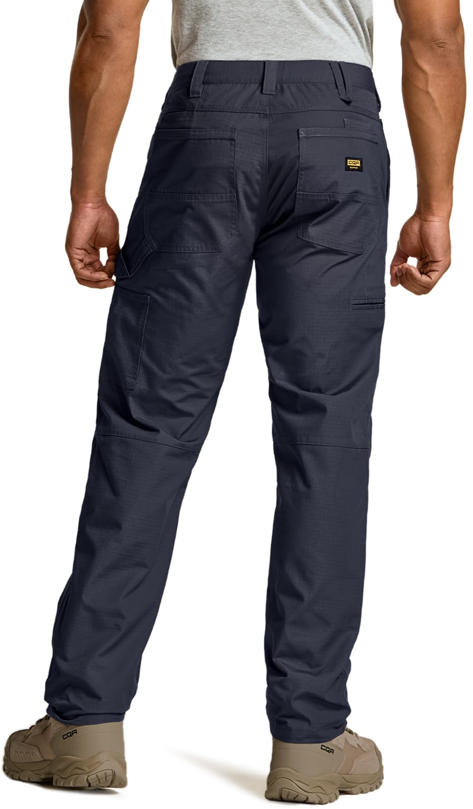 CQR Men's Ripstop Work Pants, Water Resistant Tactical Pants, Outdoor Utility Operator EDC Straight/Cargo Pants, Straight Police Navy, 44W x 30L
