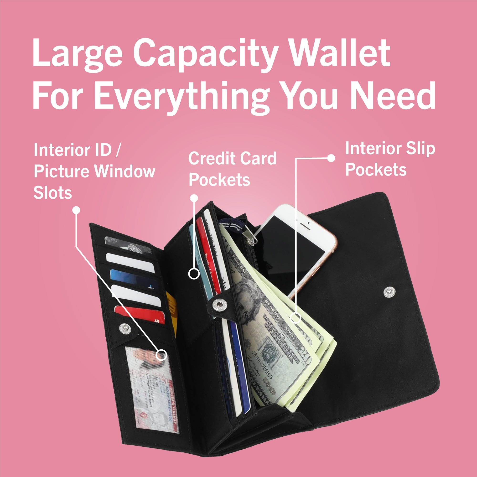Nautica Women's Perfect Carry-All Money Manager Organizer with RFID Blocking Wallet, Indigo Jacquard, One Size