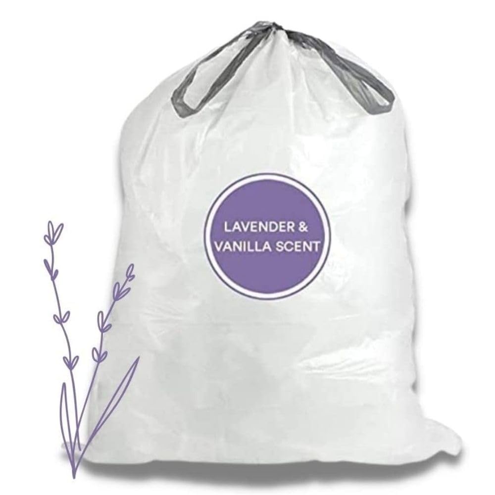 Plasticplace 4 Gallon Trash Bags │ 0.7 Mil │ Lavender and Soft Vanilla Scented Garbage Can Liners │ 17" x 16" (200 Count)