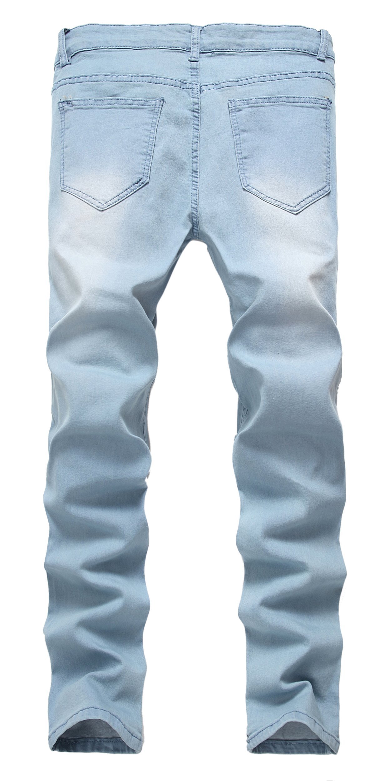 Qazel Vorrlon Men's Blue Skinny Jeans Stretch Washed Slim Fit Pencil Pants,Light Blue,36
