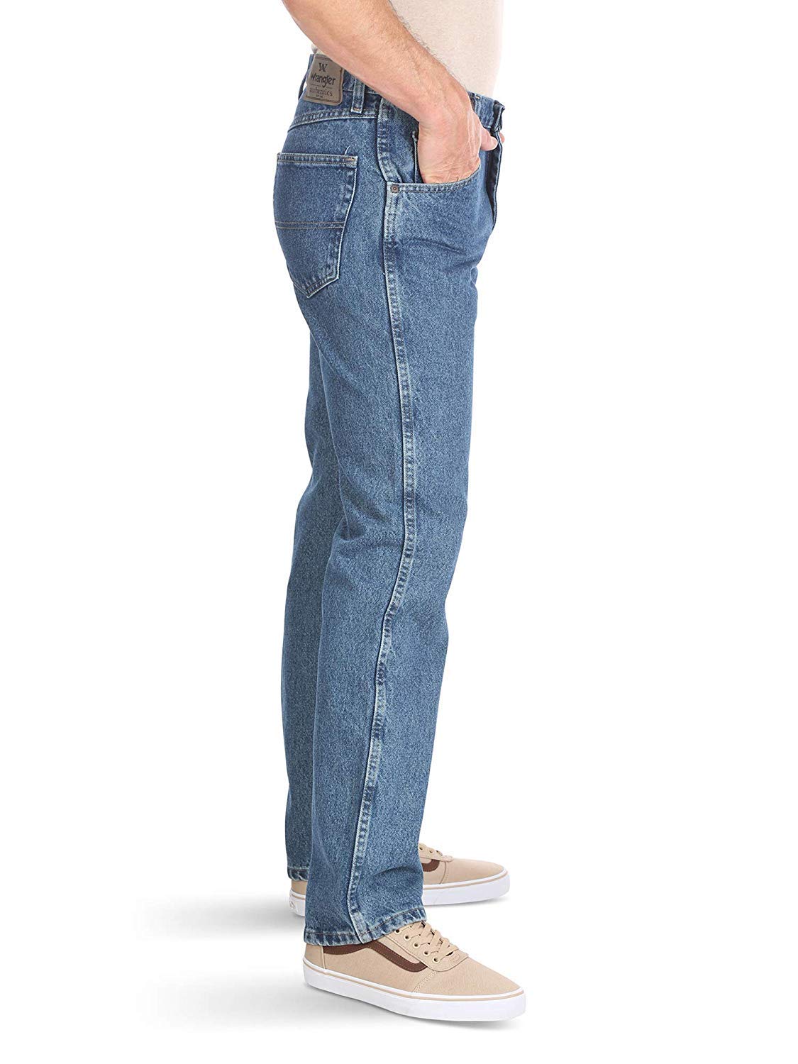 Wrangler Authentics Men's Classic 5-Pocket Regular Fit Cotton Jean, Stonewash Mid, 38W x 28L