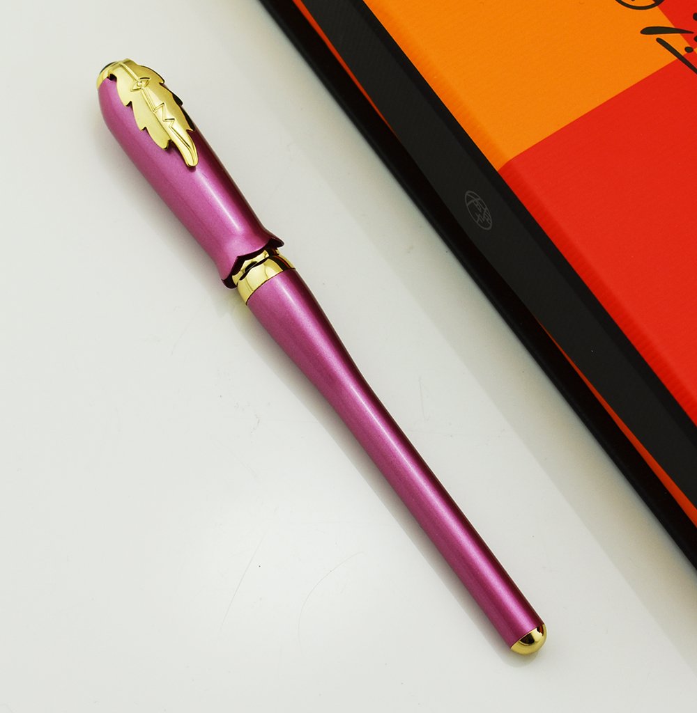 Lanxivi Picasso Greek Irene Purple Rollerball Pen for Woman, Bud Cap Leaf Clip Uniqu Style Gift Box Set
