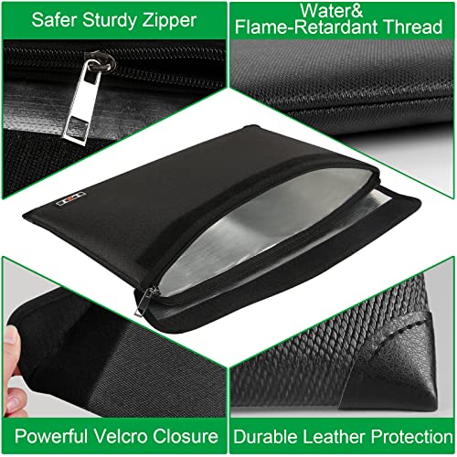 LOJGOAY Fireproof Bag for Documents - 4200°F with Heat Insulated, Fireproof Money Bag for Cash with Zipper, 8-Layer Functional Materials, Waterproof Document Pouch for Valuables, 13.9"x10.6"