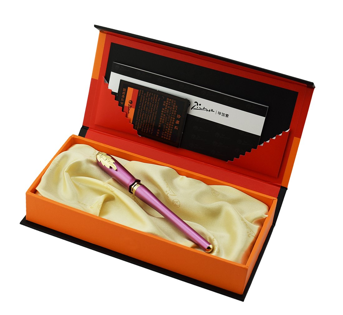 Lanxivi Picasso Greek Irene Purple Rollerball Pen for Woman, Bud Cap Leaf Clip Uniqu Style Gift Box Set