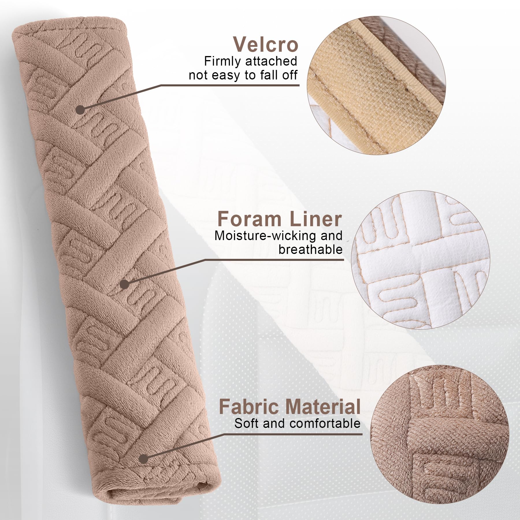 JUSTTOP 2-Pack Universal Car Seat Belt Pads Cover for A More Comfortable Driving, Seat Belt Shoulder Strap Covers Harness Pad for Car Interior Accessories(Khaki)