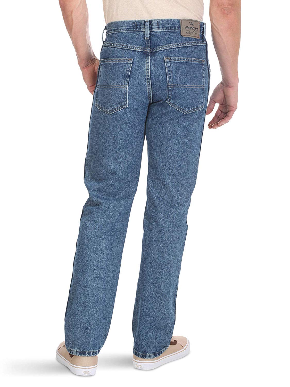 Wrangler Authentics Men's Classic 5-Pocket Regular Fit Cotton Jean, Stonewash Mid, 38W x 28L