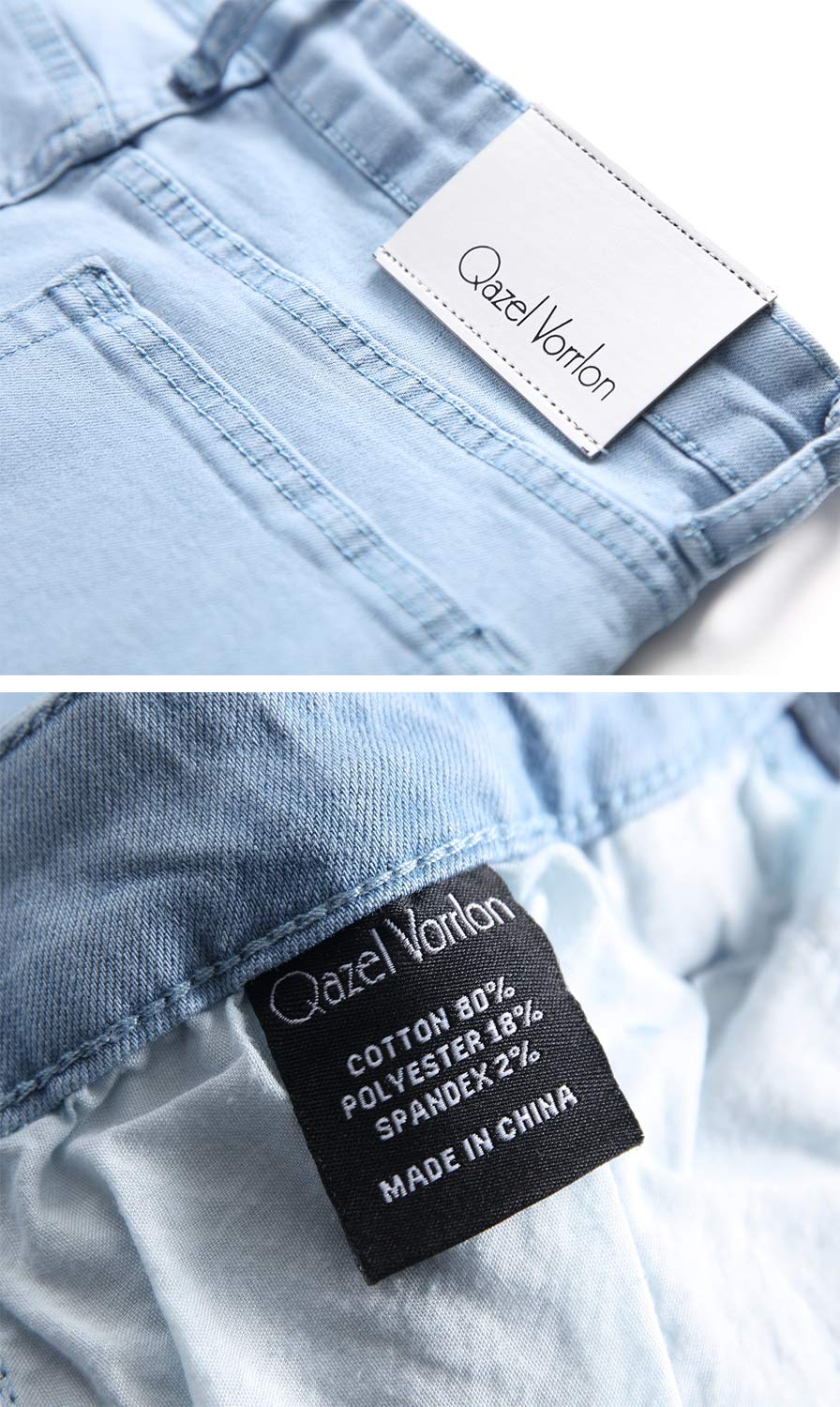 Qazel Vorrlon Men's Blue Skinny Jeans Stretch Washed Slim Fit Pencil Pants,Light Blue,36