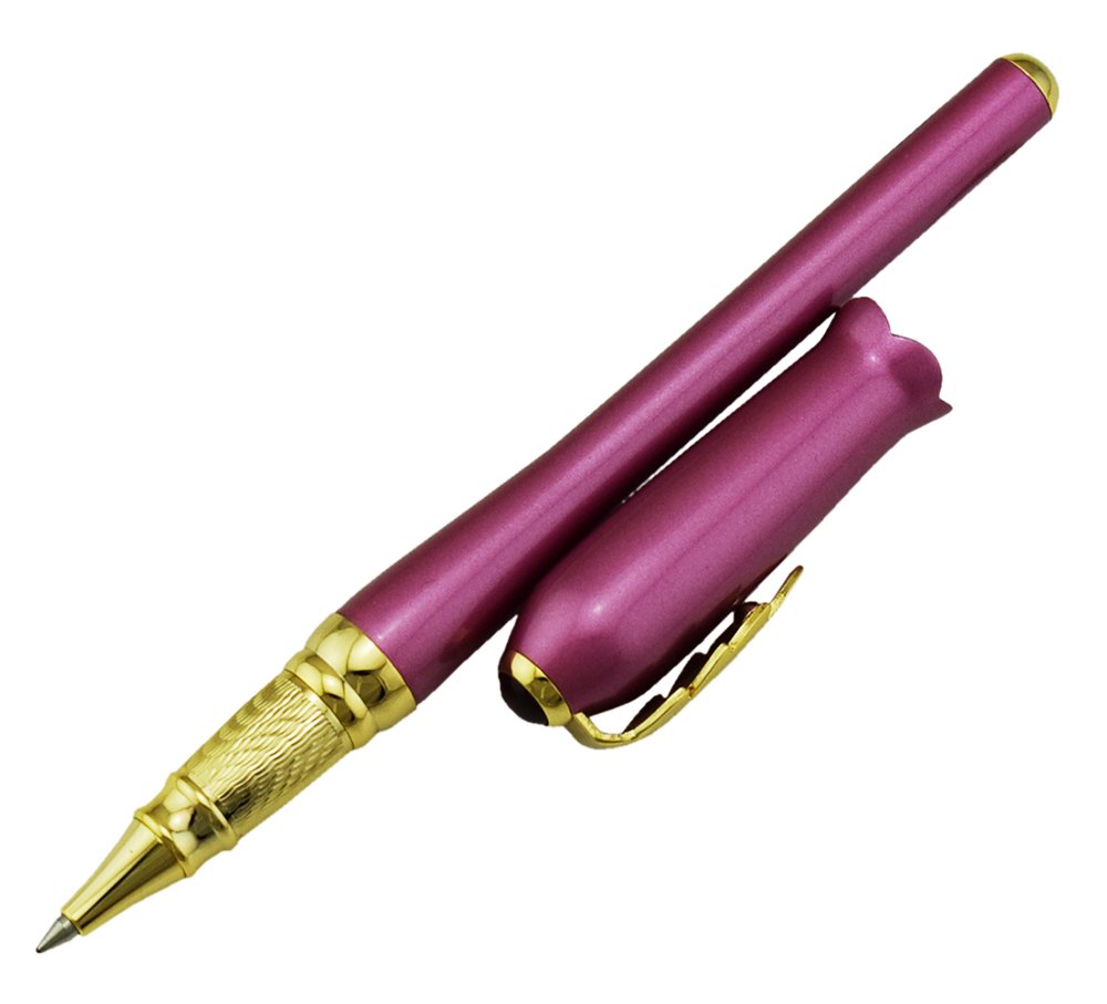 Lanxivi Picasso Greek Irene Purple Rollerball Pen for Woman, Bud Cap Leaf Clip Uniqu Style Gift Box Set