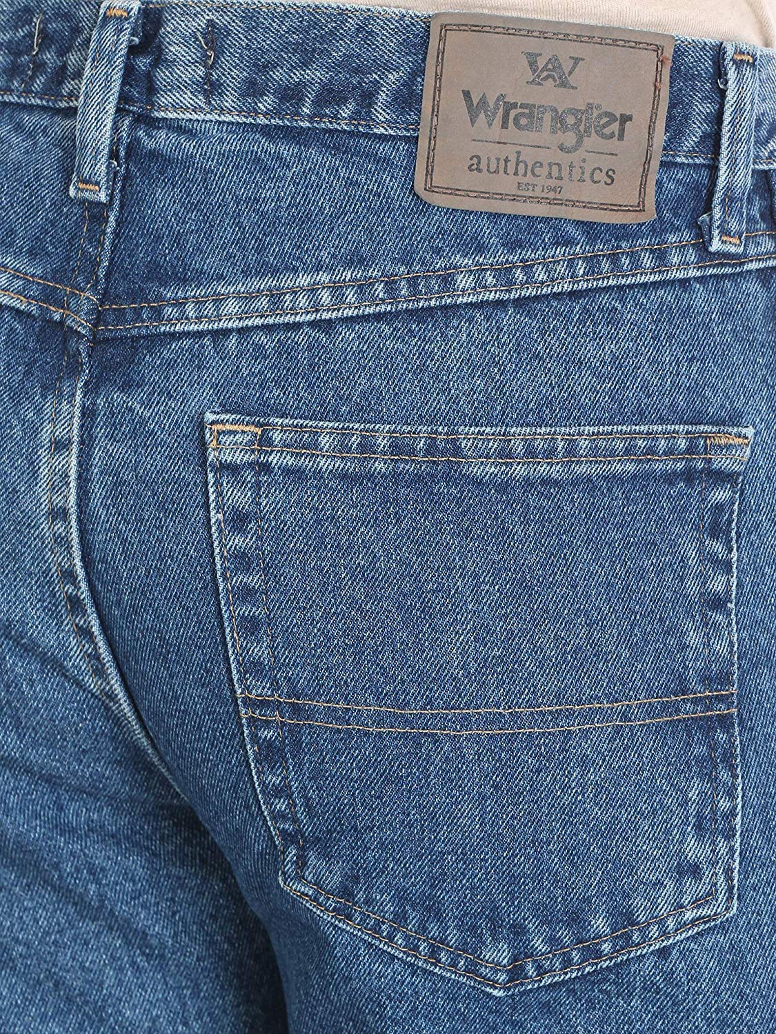 Wrangler Authentics Men's Classic 5-Pocket Regular Fit Cotton Jean, Stonewash Mid, 38W x 28L
