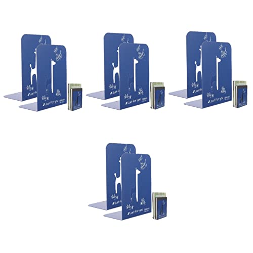 Operitacx 8 Pcs Book Stand Office Decor Office Bookshelf Desktop Decor Metal Bookstand Books Support Convenient Book Ends File Book Stands Study Book Organizer Crafted Book Stands Iron Blue