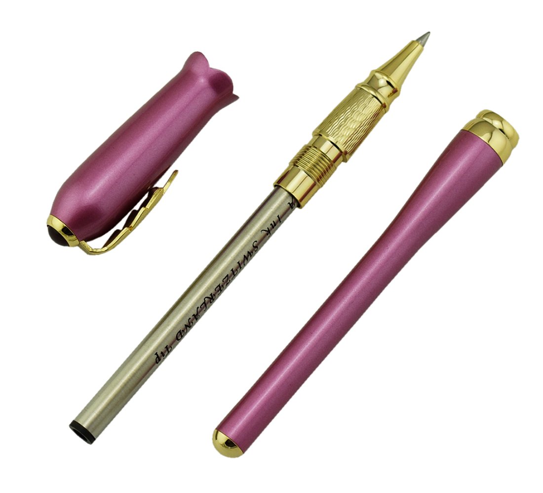 Lanxivi Picasso Greek Irene Purple Rollerball Pen for Woman, Bud Cap Leaf Clip Uniqu Style Gift Box Set