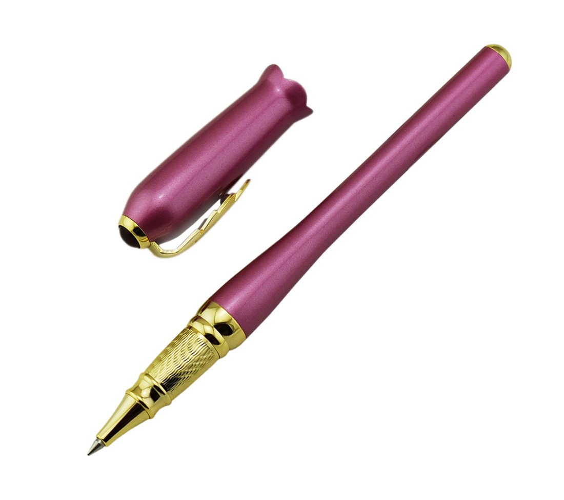 Lanxivi Picasso Greek Irene Purple Rollerball Pen for Woman, Bud Cap Leaf Clip Uniqu Style Gift Box Set
