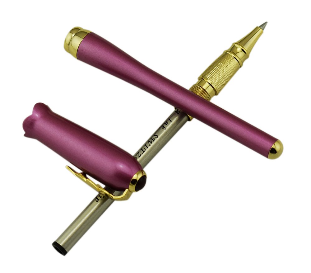 Lanxivi Picasso Greek Irene Purple Rollerball Pen for Woman, Bud Cap Leaf Clip Uniqu Style Gift Box Set