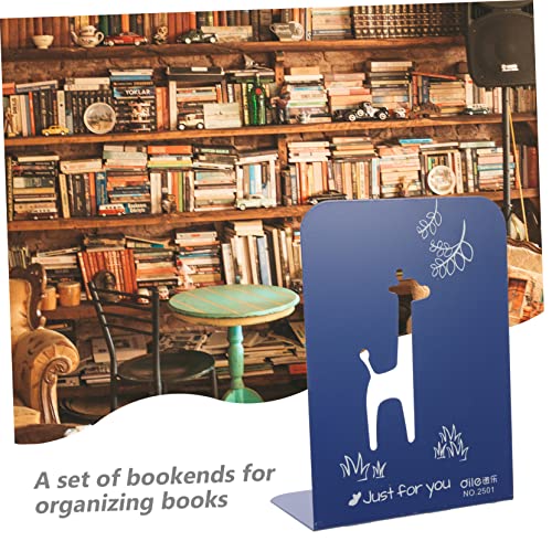 Operitacx 8 Pcs Book Stand Office Decor Office Bookshelf Desktop Decor Metal Bookstand Books Support Convenient Book Ends File Book Stands Study Book Organizer Crafted Book Stands Iron Blue