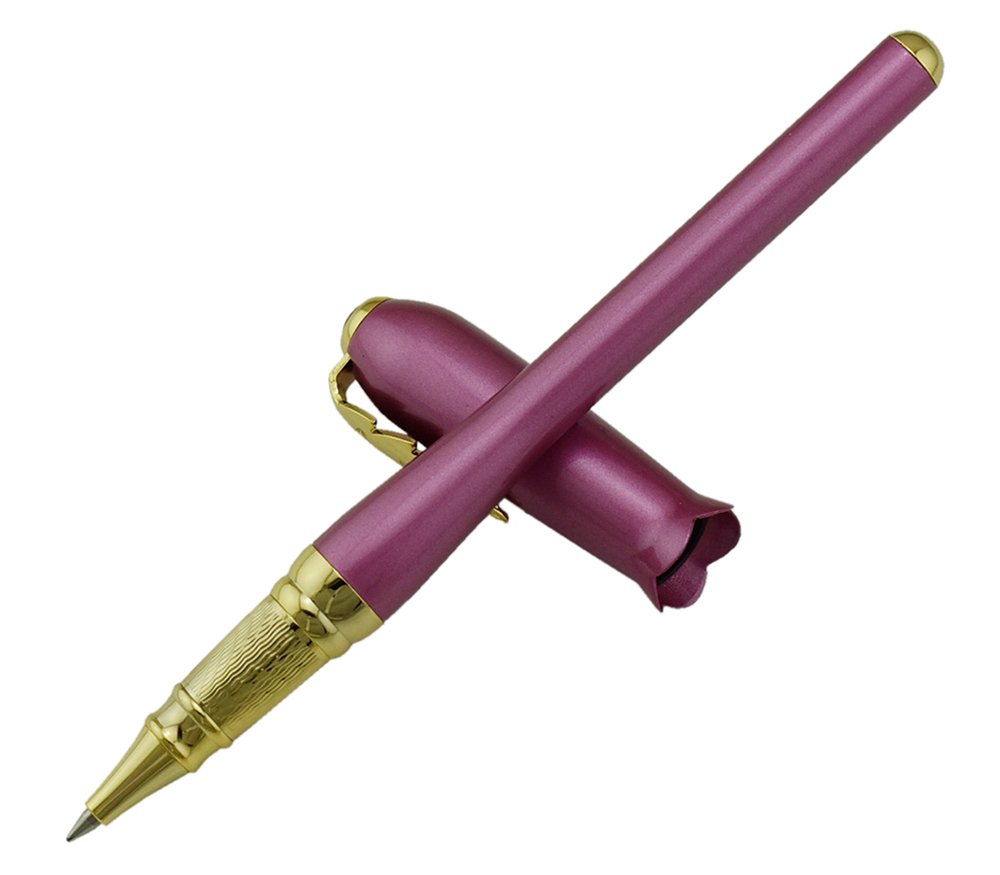Lanxivi Picasso Greek Irene Purple Rollerball Pen for Woman, Bud Cap Leaf Clip Uniqu Style Gift Box Set