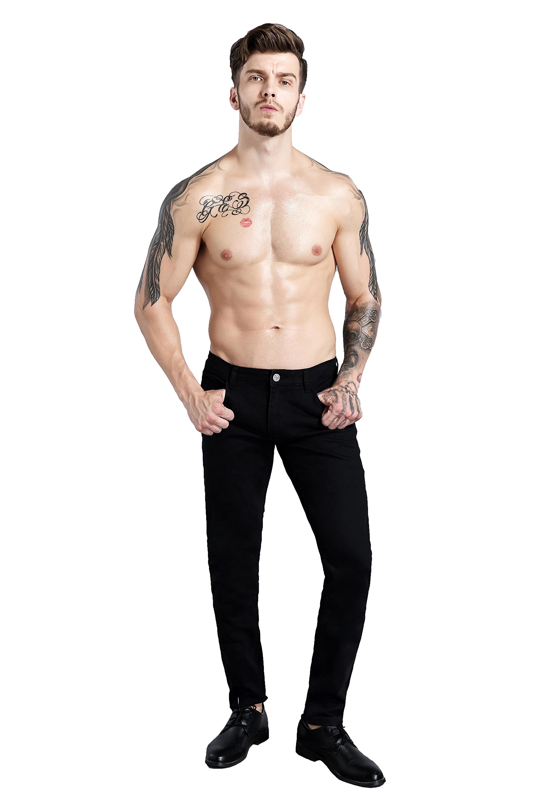 ZLZ Men's Skinny Slim Fit Stretch Comfy Fashion Jeans Pants, Casual Black Pants for Men Size 32