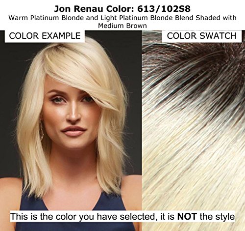 Bundle - 3 item: Blake Large Exclusive Remy Human Hair Wig by Jon Renau, Christy's Wigs Q & A Booklet & Wide Tooth Comb - Color: 613/102S8