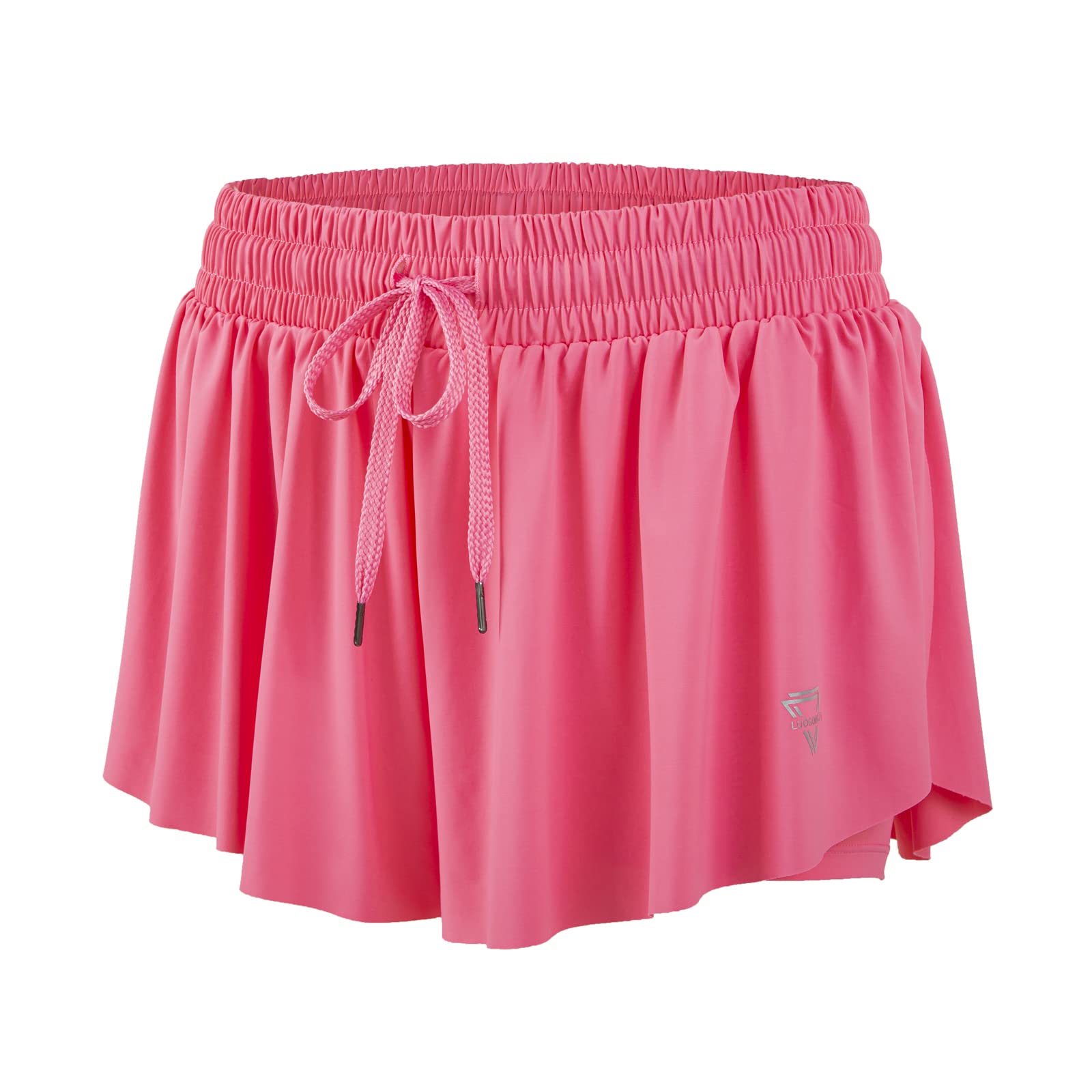 luogongzi 2 in 1 Flowy Hiking Shorts Women Gym Yoga Athletic Running Workout Girls Spandex Cute Clothes Comfy Skort Lounge Sweat Tennis Skirt Preppy Summer(S, Peachy Pink)