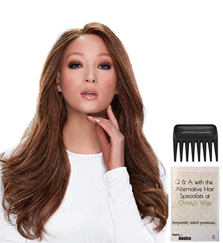 Bundle - 3 item: Blake Large Exclusive Remy Human Hair Wig by Jon Renau, Christy's Wigs Q & A Booklet & Wide Tooth Comb - Color: 613/102S8