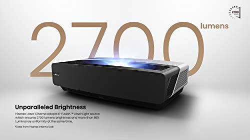 Hisense 120L5F Laser Cinema 4K Ultra Short Throw Laser Projector with 120” ALR Screen | 2700 ANSI Lumens | Android TV | HDR10 | Built-in Alexa and Google Assistant
