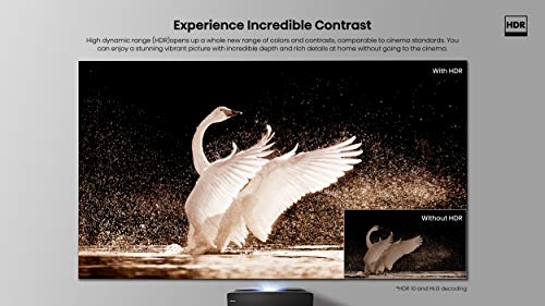 Hisense 120L5F Laser Cinema 4K Ultra Short Throw Laser Projector with 120” ALR Screen | 2700 ANSI Lumens | Android TV | HDR10 | Built-in Alexa and Google Assistant