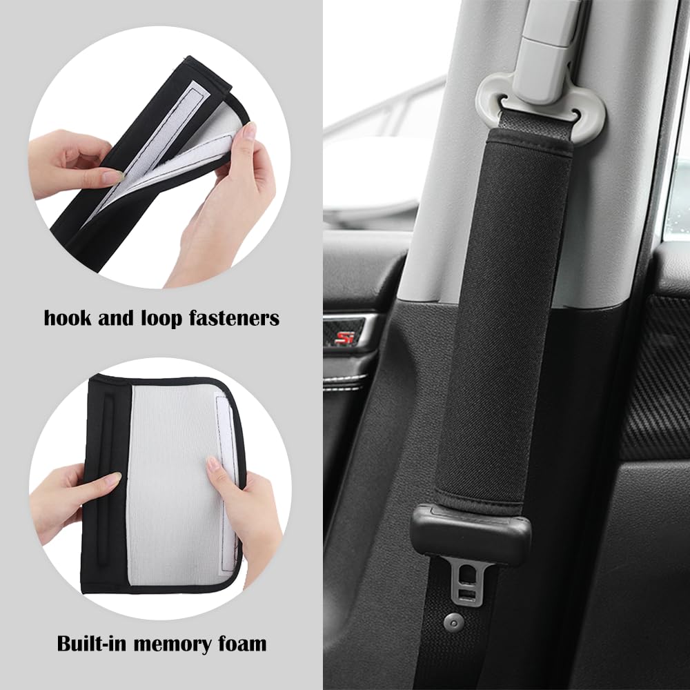 SSNNUU 2Pcs Seat Belt Cover Pad,Breathable Polyester Car Seatbelt Covers,Universal Seat Shoulder Strap Pads Car Accessories Interior for Men Women (Black)