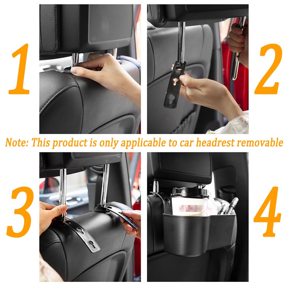2 in 1 Car Seat Back Organizer with 3.2" Cup Holder,Multifunction Car Headrest Seat Back Organizer for Drink Food Tray,Universal Headrest Cup Holder for Most Cars Trucks SUVs