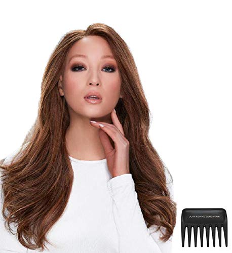 Bundle - 3 item: Blake Large Exclusive Remy Human Hair Wig by Jon Renau, Christy's Wigs Q & A Booklet & Wide Tooth Comb - Color: 613/102S8