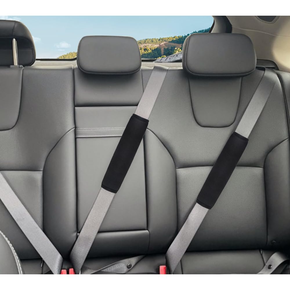 SSNNUU 2Pcs Seat Belt Cover Pad,Breathable Polyester Car Seatbelt Covers,Universal Seat Shoulder Strap Pads Car Accessories Interior for Men Women (Black)