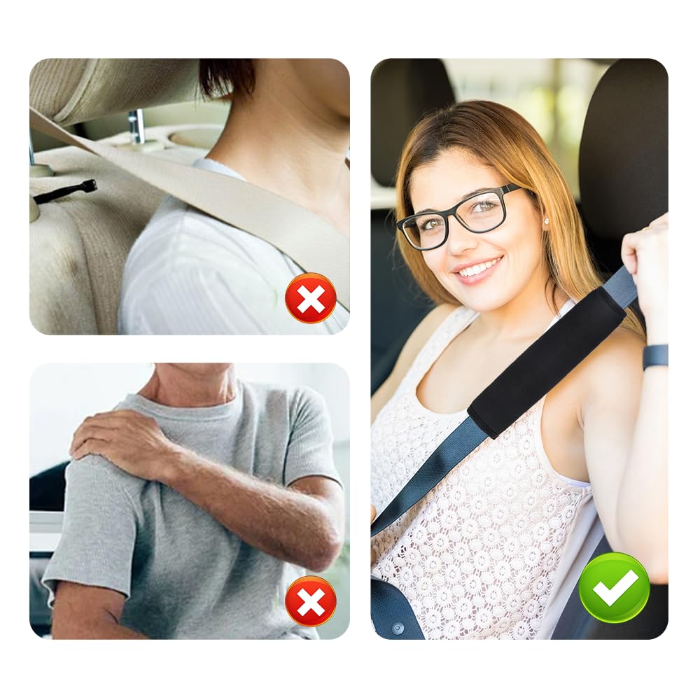 SSNNUU 2Pcs Seat Belt Cover Pad,Breathable Polyester Car Seatbelt Covers,Universal Seat Shoulder Strap Pads Car Accessories Interior for Men Women (Black)