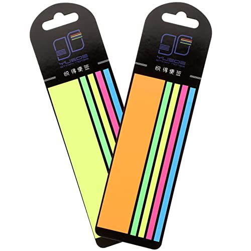 Tofficu 2 Boxes Sticky Note Pads Set Long Page Markers Index Tabs Colored Bookmarks Fluorescence Page Marker Style 2