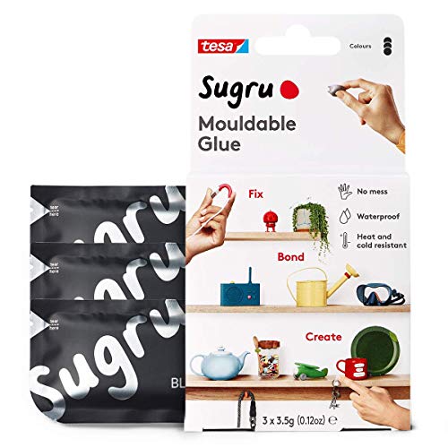 Sugru by Tesa - All Purpose Super Glue, Moldable Craft Glue for Indoor & Outdoor - Adhesive Glue for Creative Fixing, Repairing, Bonding & Personalizing - 3 Pack - Black (3.5g/ea)
