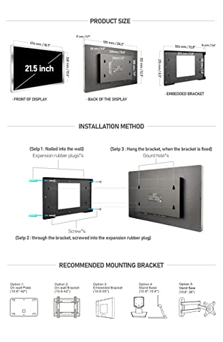 Leotachi 21.5 inch Touch Screen Mirror IP66 Waterproof TV for Bathroom Shower - Support 360° Rotation, 500 nits High Brightness Full HD 1080P Built-in Android OS WiFi/LAN/USB/BT/HDMI(Black)