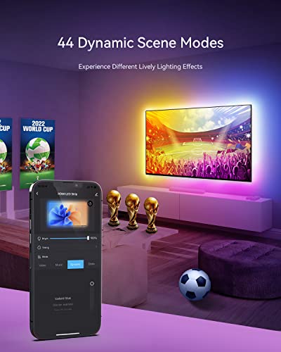 HDMI Sync TV LED Backlights, Immersion TV Strip Lights with HDMI 2.0 Sync Box, Sync with TV and Music, 4K HDR Support, Work with Alexa & Google Assistant, App Control Rope Lights for 55-65'' TV PC
