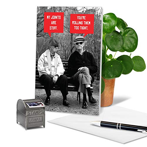 NobleWorks - 1 Funny Birthday Greeting Card with Envelope - Grown-Up Humor, Happy Birthday Card for Old Guys - Men Stiff Joints C7038BDG