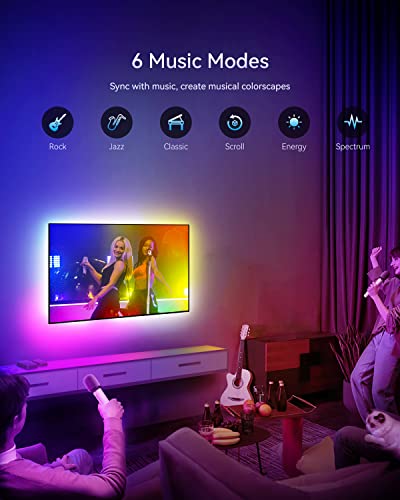 HDMI Sync TV LED Backlights, Immersion TV Strip Lights with HDMI 2.0 Sync Box, Sync with TV and Music, 4K HDR Support, Work with Alexa & Google Assistant, App Control Rope Lights for 55-65'' TV PC