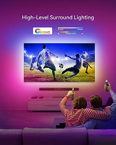 HDMI Sync TV LED Backlights, Immersion TV Strip Lights with HDMI 2.0 Sync Box, Sync with TV and Music, 4K HDR Support, Work with Alexa & Google Assistant, App Control Rope Lights for 55-65'' TV PC
