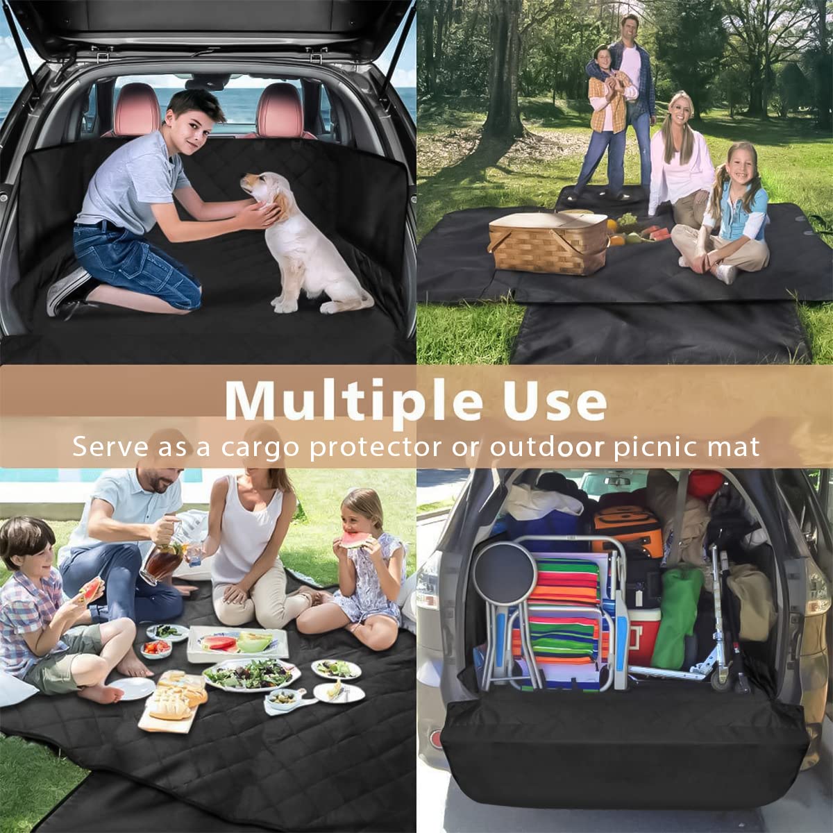 Cargo Liner for Pet, Waterproof Non-Slip Durable Dog Cargo Cover Mat Universal for Cars, SUV, Minivan with Bumper Flap Protector, Large Size