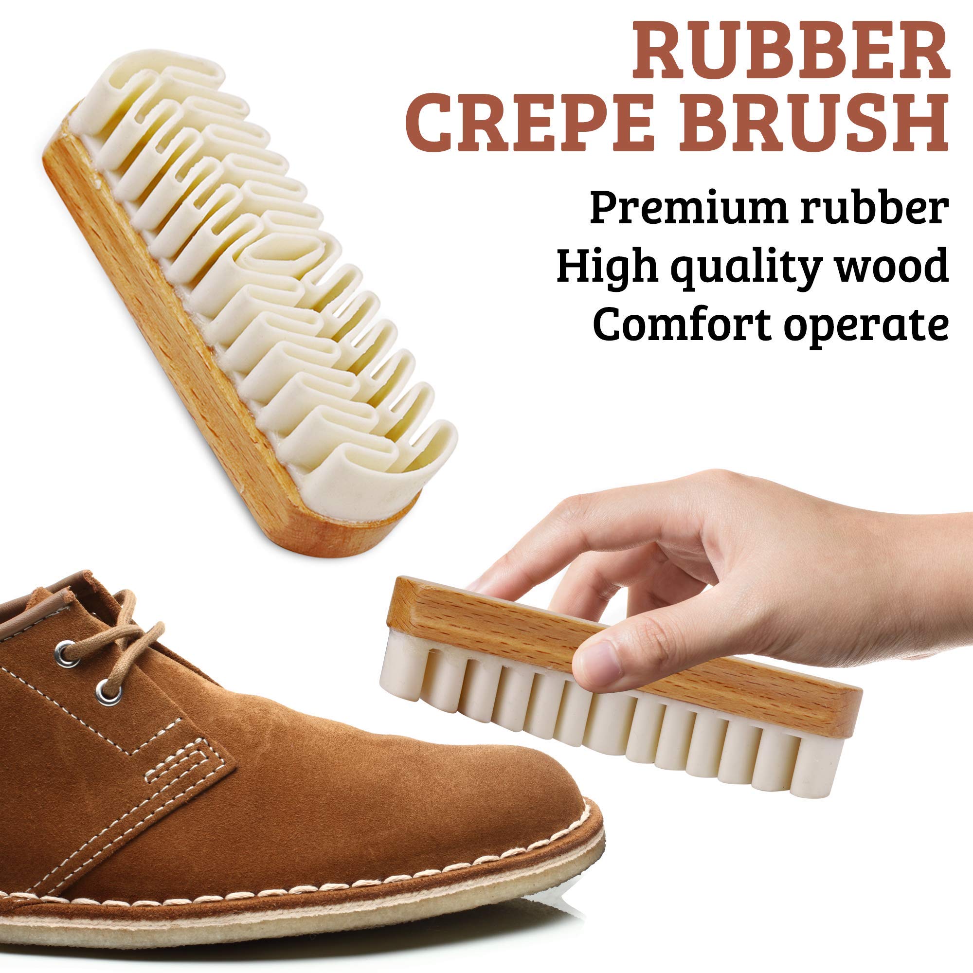 TAKAVU Premium Suede & Nubuck Cleaning Kit - Crepe Brush, Brass Bristle Brush, Microfiber Towel Cloth, Cleaning Block Eraser for Shoes, Boots