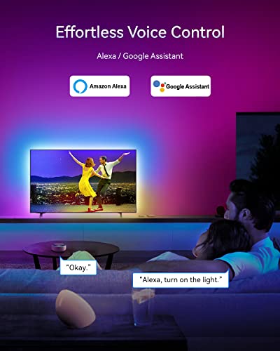 HDMI Sync TV LED Backlights, Immersion TV Strip Lights with HDMI 2.0 Sync Box, Sync with TV and Music, 4K HDR Support, Work with Alexa & Google Assistant, App Control Rope Lights for 55-65'' TV PC