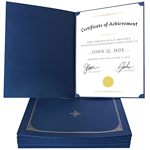 Navy Blue Certificate Holders 8.5 x 11 Multi Pack (30 Count) - Diploma Cover - Birth Certificate Holder for Travel - Certificate Paper 8.5 x 11 - Diploma Holder - Baby Dedication Certificates