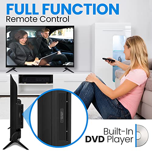32-inch 728p HD DLED Television - Hi-Res Flat Screen Monitor TV with HDMI, RCA, Multimedia Disk Combo, Headphones, Full Range Stereo Speaker, Mounts on Wall, Works w/Mac PC, Includes Remote Control