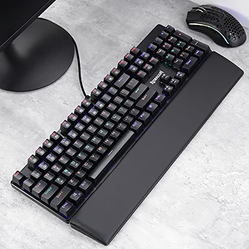 Redragon P037 Meteor L Computer Keyboard Wrist Rest Pad, Ergonomic Soft Memory Foam Wrist Support w/Anti-Slip Rubber Base, 100% 104 Keys Standard Size 17.12 x 2.87 in, 0.78 inch (20mm) Height, Black