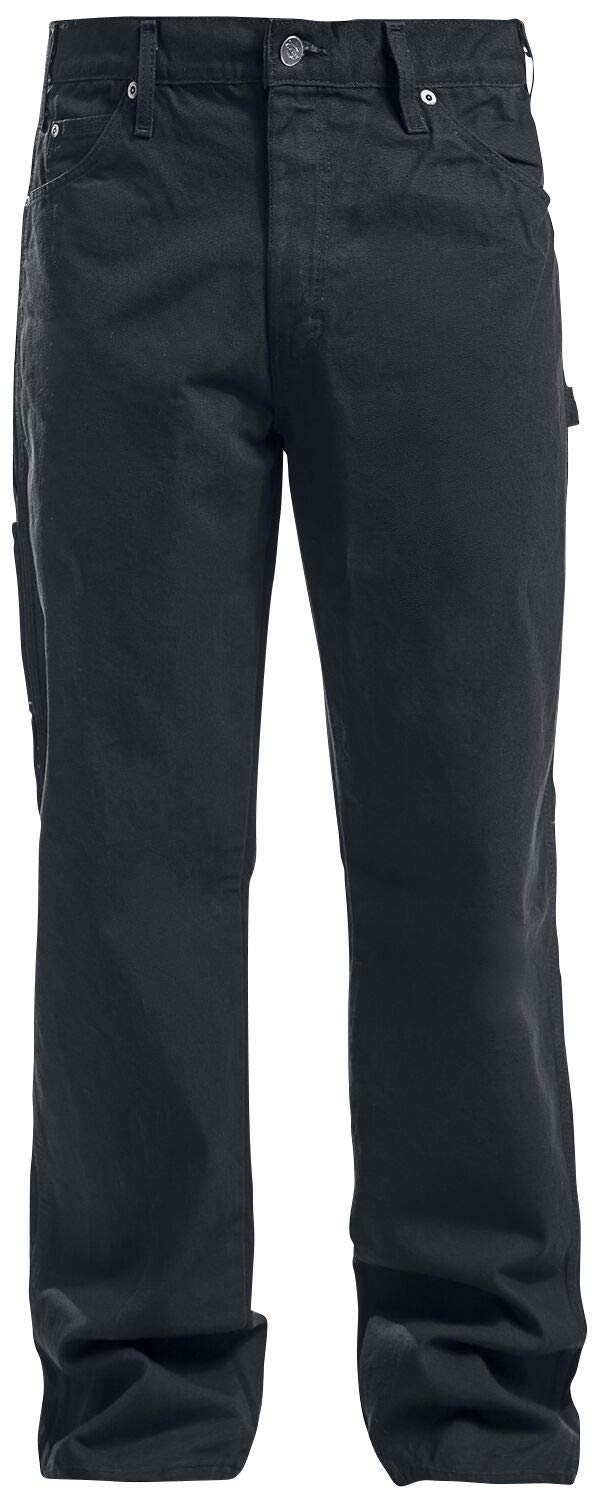 Dickies Men's Relaxed Fit Straight-Leg Duck Carpenter Jean, Black, 34W x 30L